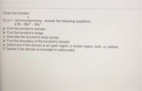 Solved Given The Function Fxy Answer The Following