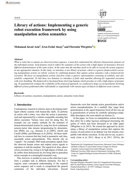 Pdf Library Of Actions Implementing A Generic Robot Execution