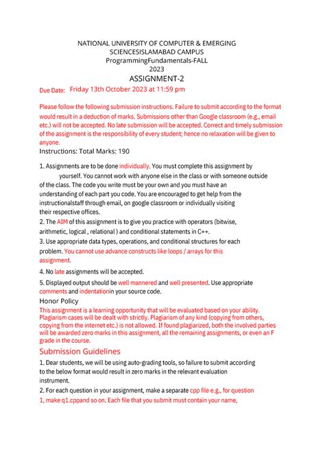 Fast Islamabad Pf Assignment National University Of Computer