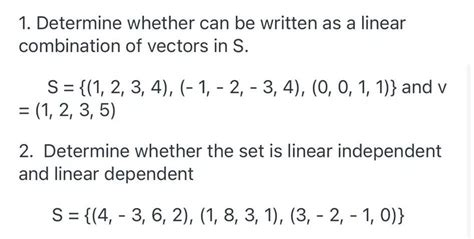 Solved 1 Determine Whether Can Be Written As A Linear