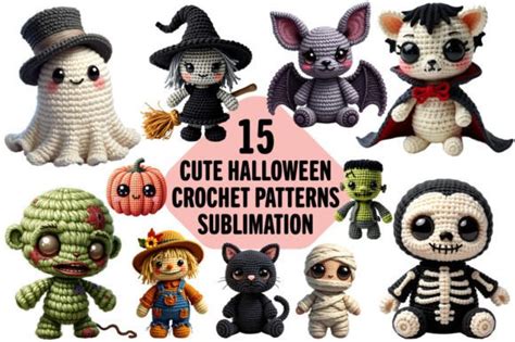 Cute Halloween Crochet Patterns Png Graphic By Shipna2005 · Creative