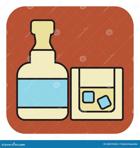Whiskey Bottle With Glass Icon Stock Vector Illustration Of Whiskey