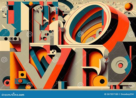 Vintage Love Sign Typography Constructivism Generative Ai Stock