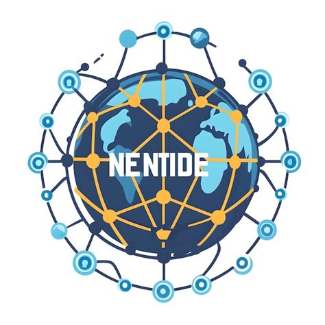 Flat Isolated Vector Of A Globe And Connected Nodes With The Word