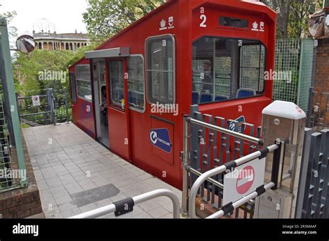 Train Car At Top Station Of The Santanna Funicular Railway In Genoa