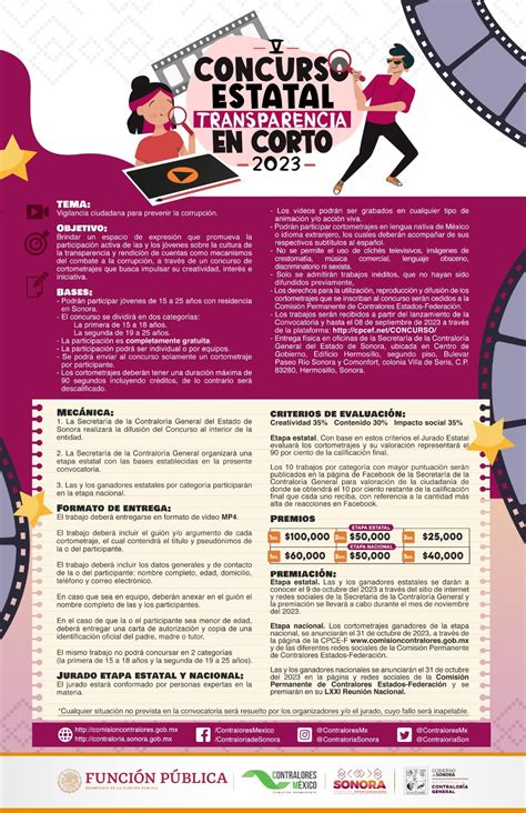 CONVOCAN A CONCURSO ESTATAL DE TRANSPARENCIA EN CORTO 2023 Gobierno