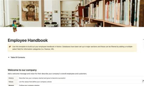 Notion Employee Handbook Template Template Road