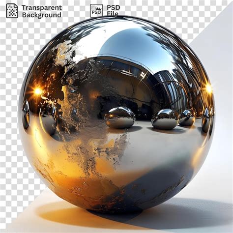 Uma Bola Brilhante Assenta Sobre Um Fundo Transparente Projetando Uma