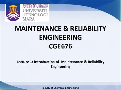 Pdf Maintenance And Reliability Engineering Cge676 Lecture 1