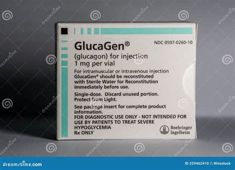 Packet Of Glucagon Drug For Injection Which Is An Emergency Medicine Treating Severe