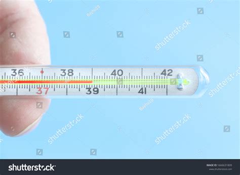 Medicalclinical Mercury Thermometer Persons Hand Showing Stock Photo Shutterstock