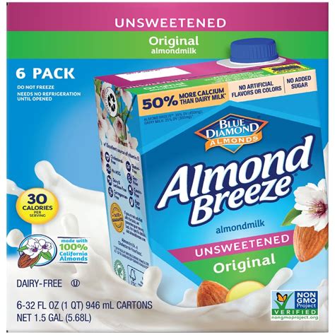 Almond Breeze Unsweetened Original Almond Milk 6 Pk32 Fl Oz