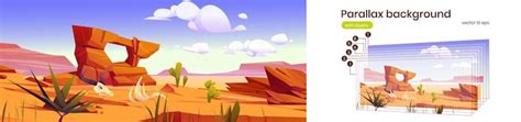 Free Vector Parallax Background With Sand Desert Landscape
