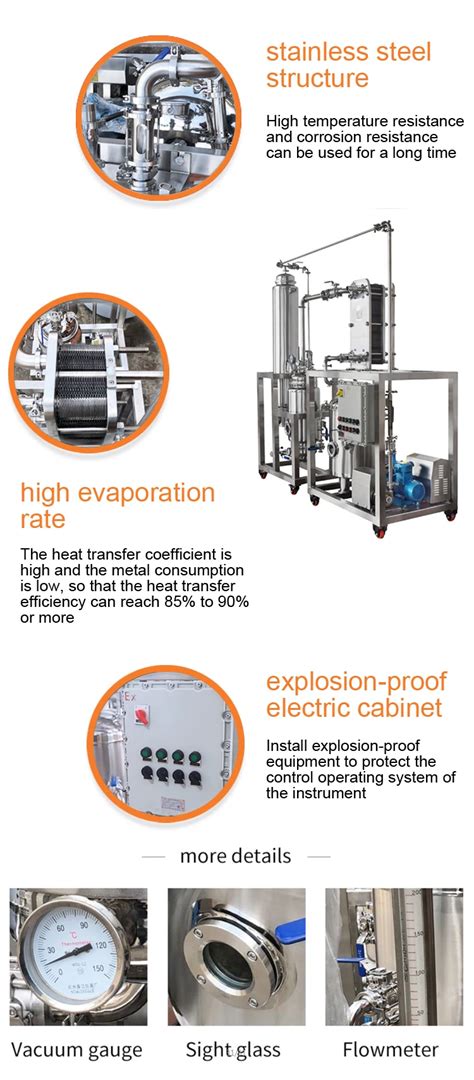 Single Effect Falling Film Vacuum Evaporator Evaporation Ethanol