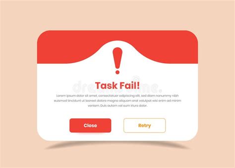 Task Fail Or Warning Popup Window Ui Design For Web And Mobile App