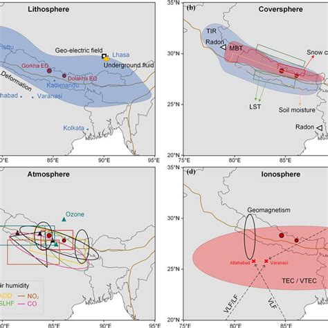 The Spatial Distribution Of Multiple Anomalies In Four Geospheres