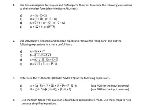 Solved Use Boolean Algebra Techniques And De Morgan S Chegg