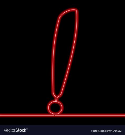 Continuous Line Exclamation Mark Neon Concept Vector Image