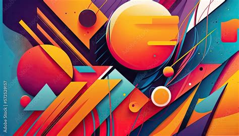 Designer Background With Overlapping Shapes And Vibrant Color Palette With Geometric Shapes In