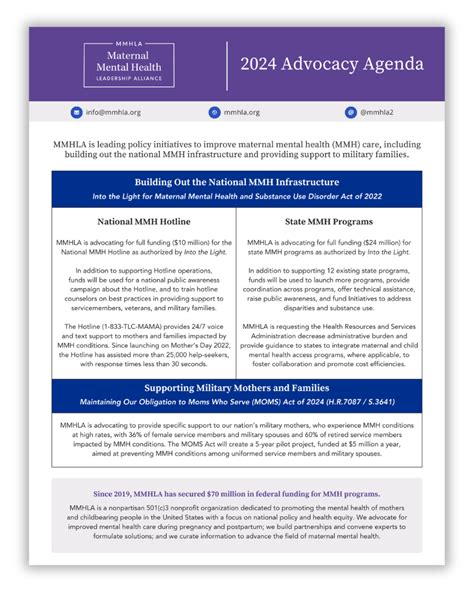 Advocacy Agenda — Maternal Mental Health Leadership Alliance Mmhla