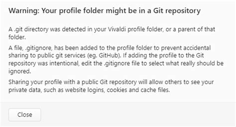 Preventing Vivaldi Profiles From Being Uploaded To Git Repositories