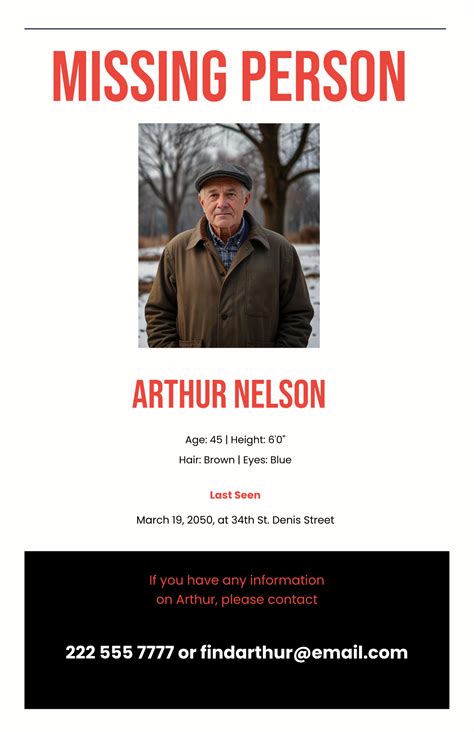Free Missing Person Poster Template To Edit Online