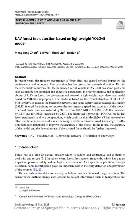 Uav Forest Fire Detection Based On Lightweight Yolov5 Model