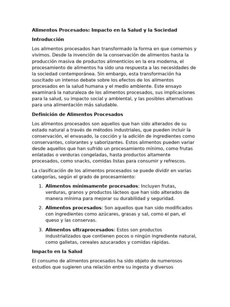 Alimentos Procesados Pdf Alimentos Dieta