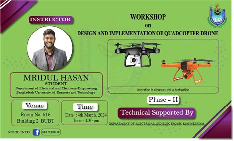 workshop on design and implementation of quadcopter drone bangladesh