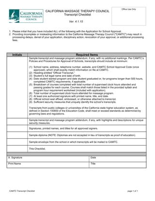 California Massage Therapy Council Application For Massage School