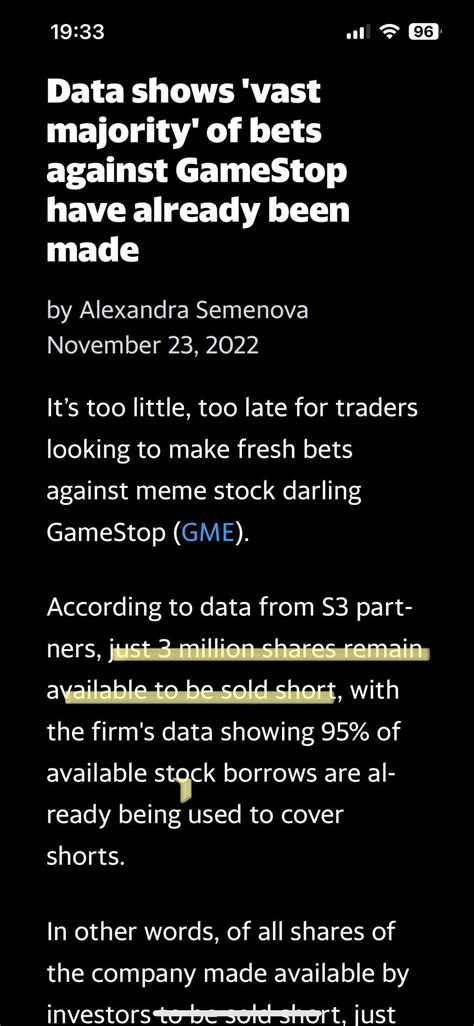Only 3 Million Available Shares To Be Shorted Now Fuck It Apes Will