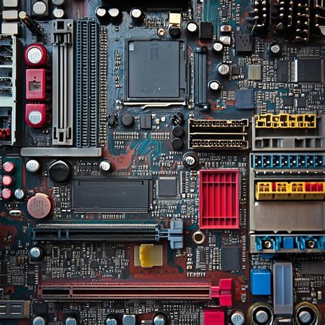 Close Up Of A Computer Motherboard With Different Components And