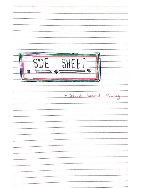 Sde Sheet Solution With Explanation Pdf