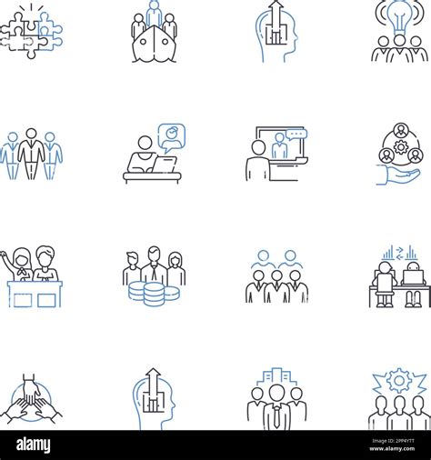 Combined Strength Line Icons Collection Power Unity Synergy Cohesion Might Potency