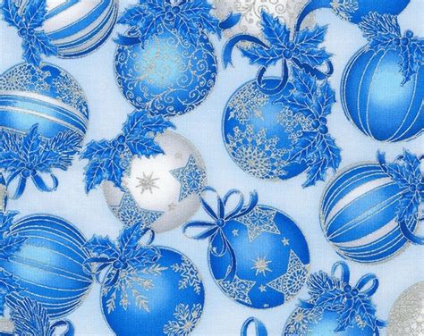 Remnants Robert Kaufman Holiday Flourish 15 Holiday Ornaments Sky