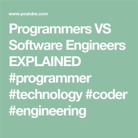 Programmers VS Software Engineers EXPLAINED Programmer Technology