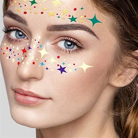 20 Sheets Face Metallic Temporary Tattoo Stickers Gold Transfer