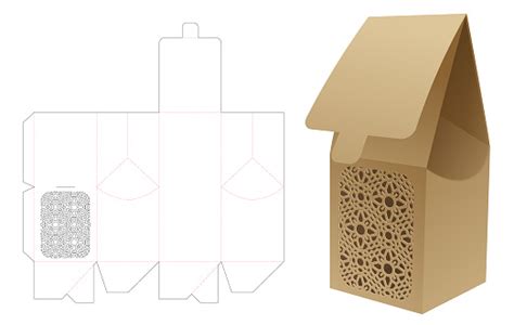 스텐실링된 패턴 창 다이 컷 템플릿 및 3d 모형이 있는 가방 상자 0명에 대한 스톡 벡터 아트 및 기타 이미지 0명 개념 개념과 주제 Istock