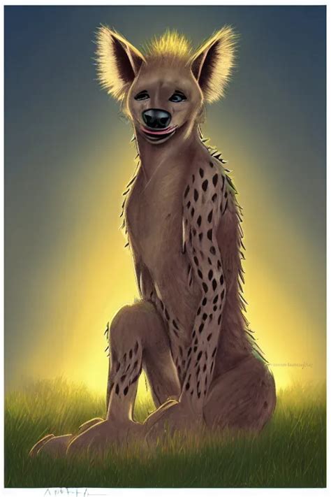 Anthropomorphic Hyena Fursona Sitting In Between The Stable Diffusion