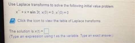 Solved Use Laplace Transforms To Solve The Following Initial Chegg