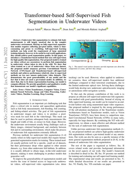 PDF Transformer Based Self Supervised Fish Segmentation In Underwater