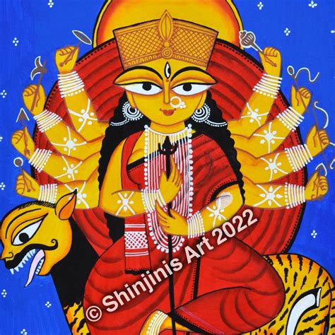 Durga Indian Pattachitra Style Folk Art Etsy