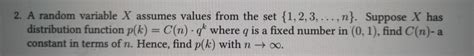 Solved 2 A Random Variable X Assumes Values From The Set