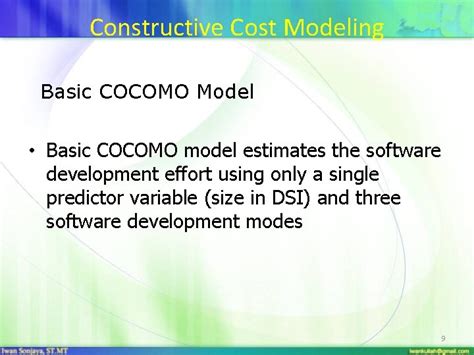Software Engineering Outline Of This Presentation Constructive Cost