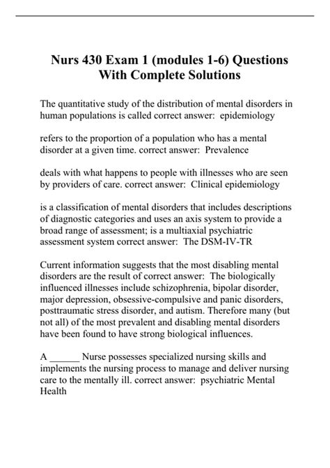Nurs 430 Exam 1 Modules 1 6 Questions With Complete Solutions Nurs