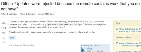 github 레포지토리로 push 에러 해결[updates were rejected because the remote contains work that you do