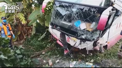 有片／遊覽車墜坡撞進香蕉園 乘客驚逃8人送醫