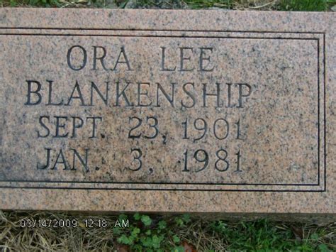 Ora Lee Blankenship 1901 1981 Find A Grave Memorial
