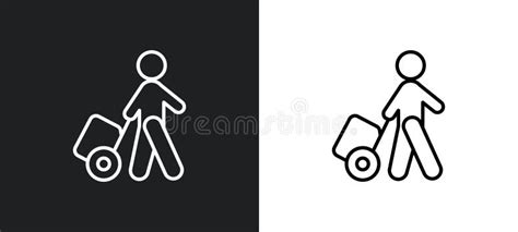 Man Travelling Outline Icon In White And Black Colors Man Travelling Flat Vector Icon From