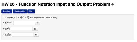 Solved HW Function Notation Input And Output Problem Chegg Com